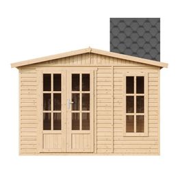 GARTENHAUS HOLZ 6 m2 - H232 x 332 x 222 cm - Ger&auml;tehaus Holz Garten-Studio M334FB+H334FBBLACK
