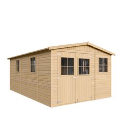 HOLZ-GARTENHAUS MIT IMPR&Auml;GNIERTEM BODEN - H226x516x324 cm/15 m&sup2; - M337+M337G