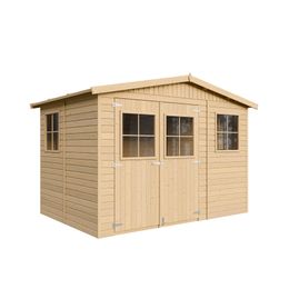 M334 GARTENHAUS HOLZ mit Fenstern - H226x324x216 cm/6 m&sup2;