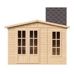 GARTENHAUS HOLZ 6 m2 - H232 x 332 x 222 cm - Ger&auml;tehaus Holz Garten-Studio M334FB+H334FBBROWN
