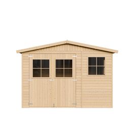 HOLZ-GARTENHAUS MIT IMPR&Auml;GNIERTEM BODEN - H226x316x324 cm/9 m&sup2; - M335+335G