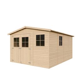 HOLZ-GARTENHAUS MIT IMPR&Auml;GNIERTEM BODEN - H226x418x320 cm/12 m&sup2; - M336+336G