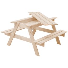 KINDERSTUHL-SET aus Naturholz mit Staufach - H50 x 90 x 90 cm - M010-1