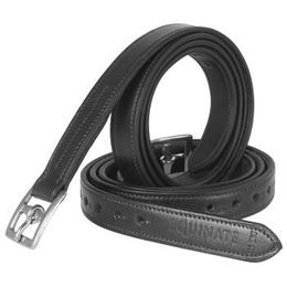 Equinate Leder Steigb&uuml;gelriemen Superior mit Edelstahlschnallen schwarz 1,4 m