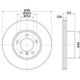 Hella Bremsscheibe 8dd355128421 300mm 24mm f&uuml;r BMW (BRILLIANCE)