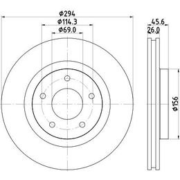 Hella Bremsscheibe 8dd355115911 294mm 26mm f&uuml;r Peugeot Chrysler JEEP LANCIA MITSUBISHI (GAC)