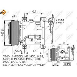 NRF Kompressor, Klimaanlage EASY FIT 32227 f&uuml;r Peugeot Citro&euml;n Fiat