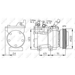 NRF Kompressor, Klimaanlage EASY FIT 32205 f&uuml;r KIA HYUNDAI