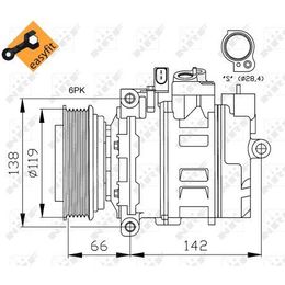 NRF Kompressor, Klimaanlage EASY FIT 32111 f&uuml;r VW