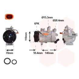 Van Wezel Kompressor, Klimaanlage 0301k711 f&uuml;r VW