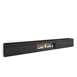 Skraut Home Lowboard, Schwarz, Holzwerkstoff, Rechteckig,Rechteckig, 368x45x35 cm, Wohnzimmer, Wohnzimmer-Sets & Serien, Lowboards, Lowboards stehend