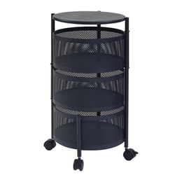 [en.casa] Rollwagen, Schwarz, Metall, 3 F&auml;cher, Rollen, 33x59.5x33 cm, Esszimmer, Servierwagen