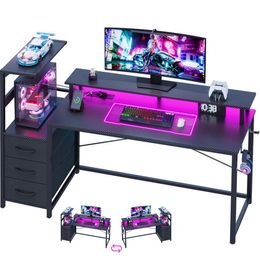 Gamingtisch, Schwarz, Metall, 48x75x150 cm, Arbeitszimmer, Schreibtische, Computertische
