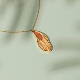 Holzkern Halsketten Damen Gold und Zebrano