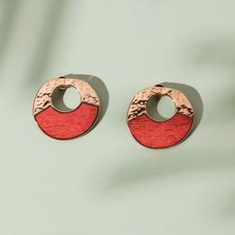 Holzkern Ohrringe Damen Ros&eacute; und Walnuss