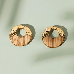 Holzkern Ohrringe Damen Gold und Zebrano
