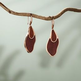 Holzkern Ohrringe Damen Ros&eacute; und Walnuss
