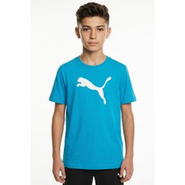 Fu&szlig;balltrikot Puma "TEAMRISE LOGO JERSEY COTTON JR", Jungen, Gr. 140, speed blau, Puma wei&szlig;, Jersey, Obermaterial: 100% Baumwolle, unifarben, regular fit normal, Rundhals, Trikots Fu&szlig;balltrikot, f&uuml;r Fu&szlig;ball, f&uuml;r Jugendliche, Kurzarm, Rundhalsausschnitt
