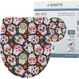 Sch&uuml;tte WC-Sitz SCH&Uuml;TTE "Crazy Skull", bunt, B:374cm L:450cm, Duroplast, WC-Sitze, Duroplast,mit Absenkautomatik und Schnellverschluss, High Gloss