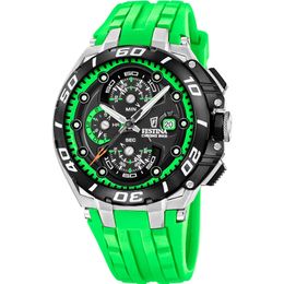 Chronograph Festina "Chrono Bike", hellgr&uuml;n, schwarz, hellgr&uuml;n, Armbanduhren, Herren, Chronograph, Quarzuhr, Armbanduhr, Herrenuhr, analog, Tag, Stoppfunktion
