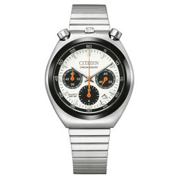 Chronograph Citizen "Bullhead Retro", silberfarben, wei&szlig;, Armbanduhren, Herren, Chronograph, Quarzuhr, Armbanduhr, Damenuhr, Herrenuhr, Edelstahlarmband, analog