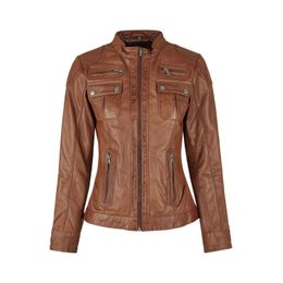 Lederjacke 7eleven "SEPERFORMANCE", Damen, Gr. 46, cognac, Obermaterial: 100% Lammleder LEL. Futter: 100% Polyester PES., slim fit, Jacken, mit Taschen
