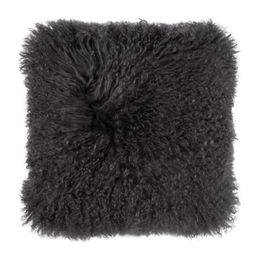 Dekokissen Pad "Glory", stone, unifarben, B:40cm L:40cm, Lammfell, Polyester, Dekokissen_Sitzkissen_Kissenh&uuml;llen, Echtfell
