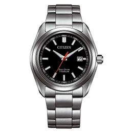 Quarzuhr Citizen, silberfarben, schwarz, Armbanduhren, Herren, Quarzuhr, Armbanduhr, Solar, Herrenuhr, analog, Big Date