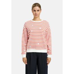Smith & Soul Sweatshirt SMITH & SOUL, Damen, Gr. XXL, mandarin rot, Sweatware, Obermaterial: 80% Baumwolle, 20% Modal, bedruckt, gestreift, relaxed fit normal, Rundhals, Rippb&uuml;ndchen, Sweatshirts Sweatshirt, mit Rundhals, Relaxed Fit