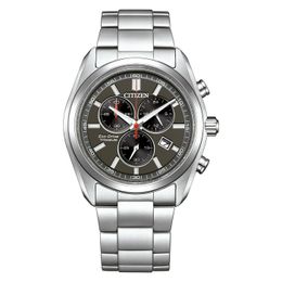 Chronograph Citizen, silberfarben, schwarz, Armbanduhren, Herren, Chronograph, Armbanduhr, Solar, Herrenuhr, analog, Big Date, Stoppfunktion