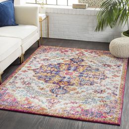 Teppich LIVABLISS "MUNICH", bunt (rosa), B:200cm H:11,43mm L:275cm, Polypropylen (PP), Teppiche, Teppich, Vintage Orient Teppich im Boho Stil