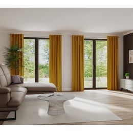 Vorhang HOMING "Kalin" Gr. 1, gelb (safran), B:140cm H:245cm, Obermaterial: 100% Polyester, Gardinen, 140 x 245 cm (Breite x H&ouml;he), Fertigschal, mit sch&ouml;ner Struktur