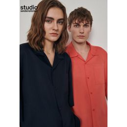 Businesshemd STUDIO SEIDENSTICKER "Studio", Herren, Gr. M (39-40), normale &Auml;rmell&auml;ngen, rot, 100% Lyocell, unifarben, regular fit, gerader Abschluss, Hemden, Regular 1/2 Reverskragen Uni