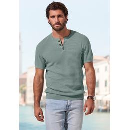 Henleyshirt John Devin "- Strickshirt", Jungen, Gr. M, salbei, Strick, Obermaterial: 100% Baumwolle, regular fit normal, Rundhals, Rippstrickb&uuml;ndchen, Shirts, Rundhalsausschnitt mit kleiner Knopfleiste