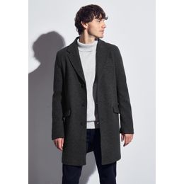 Wintermantel Street One MEN, Herren, Gr. L (42), ash grau melange, Stoff, Obermaterial: 90% Polyester, 10% Viskose. Futter: 100% Polyester, unifarben, normal normal, V-Ausschnitt, abgesteppt, M&auml;ntel Wintermantel, mit Reverskragen