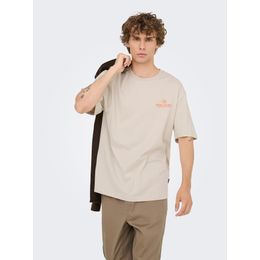 Only & Sons T-Shirt ONLY & SONS "ONSFRANK RLX SS TEE NOOS", Jungen, Gr. M, silber lining print:rosa palido, Jersey, Obermaterial: 100% Baumwolle, bedruckt, relaxed fit normal, Rundhals, Shirts T-Shirt, Baumwolle, relaxed fit