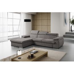 Ecksofa WERK2 "Cosmo modern und bequem, Breite 282cm, L-Form", taupe, B:282cm H:99cm T:192cm, 100% Polyester, Sofas, Ecksofa, Eckcouch mit Schlaffunktion, Bettkasten & verstellbaren Kopfteilen