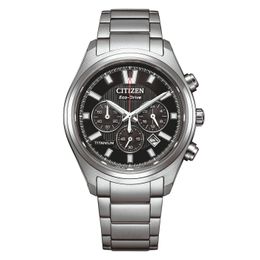 Chronograph Citizen, silberfarben, schwarz, Armbanduhren, Herren, Chronograph, Armbanduhr, Solar, Herrenuhr, analog, Big Date, Stoppfunktion