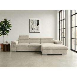 Ecksofa WERK2 "Cosmo modern und bequem, Breite 282cm, L-Form", natur, B:282cm H:99cm T:192cm, 90% Polyester, 10% Nylon, Sofas, Ecksofa, Eckcouch mit Schlaffunktion, Bettkasten & verstellbaren Kopfteilen