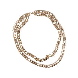 Edelstahlkette Urban Classics "Urban Classics Unisex Figaro Layering Necklace", gold, Halsketten, Damen, onesize, Eisen, Edelstahlkette
