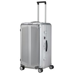 Hartschalen-Trolley Samsonite "LITE-BOX ALU TRUNK, verschiedene Gr&ouml;&szlig;en und Farben", Gr. B/H/T: 41cm x 74cm x 37cm 93 l, grau (aluminium), Aluminium, Strukturmuster, festlich, Koffer, mit stabilem Aluminium-Geh&auml;use, mit verst&auml;rkten Ecken