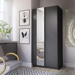 Kleiderschrank Home Affaire "Hildreth, W&auml;scheschrank, Schwebet&uuml;ren, Versand nur 4,95&euro;", grau (schwarz), B:80cm H:182cm T:54,6cm, FSC-zertifizierter Holzwerkstoff, Schr&auml;nke, Kleiderschrank, mit Spiegel, FSC-zertifizierter Holzwerkstoff, in 3 Breiten