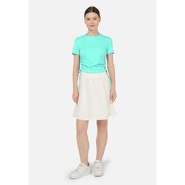 T-Shirt FRESHLIONS "Emily", Damen, Gr. S, blau (aquablau), 95% Baumwolle, 5% Elasthan, unifarben, normal, Rundhals, Shirts T-Shirt, mit praktischen Bindeb&auml;ndern