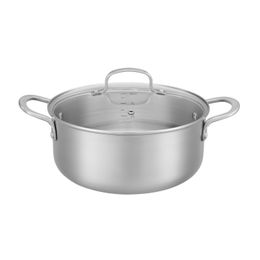 Kochtopf RESTO KITCHENWARE "CORVUS mit Glasdeckel, TRI-PLY- Aufbau &ndash; 3-lagige Konstruktion", silberfarben, H:10,3cm L:34,3cm &Oslash;:24cm, T&ouml;pfe, Kochtopf, Induktion, f&uuml;r alle Herdarten geeignet