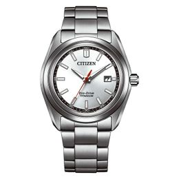 Quarzuhr Citizen, silberfarben, silberfarben, Armbanduhren, Herren, Quarzuhr, Armbanduhr, Solar, Herrenuhr, analog, Big Date