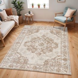Teppich LIVABLISS "KASSIOPI", beige, B:200cm H:10,98mm L:275cm, Polypropylen (PP), Teppiche, Teppich, Vintage Orient Teppich im Boho Stil