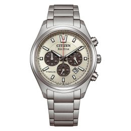 Chronograph Citizen, silberfarben, silberfarben, Armbanduhren, Herren, Chronograph, Armbanduhr, Solar, Herrenuhr, analog, Big Date, Stoppfunktion