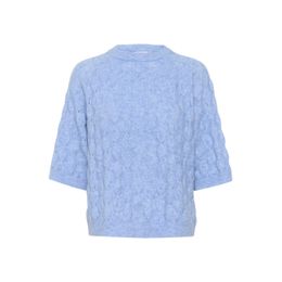Strickpullover Kaffe "Strickpullover KAmalene", Damen, Gr. S, blau (vista blau melange), Obermaterial: 78% Polyester PES. 13% Polyacryl PAN. 6% Wolle mw. 3% Elasthan EL., Pullover Strickpullover