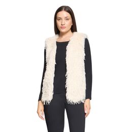BETTY & CO Pl&uuml;schweste BETTY & CO "Damen mit Fransen", Damen, Gr. 34, cream, Obermaterial: 100% Polyester. Futter: 100% Polyester, figurumspielend h&uuml;ftbedeckend, V-Ausschnitt, Westen