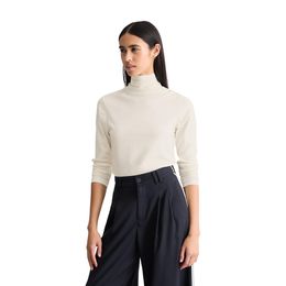 Marc O'Polo Langarmshirt MARC O'POLO DENIM "aus elastischem Single Jersey", Damen, Gr. XXL, silky wei&szlig;, Obermaterial: 95% Baumwolle, 5% Elasthan, unifarben, Basic, slim fit, normaler Saum, Shirts Langarmshirt